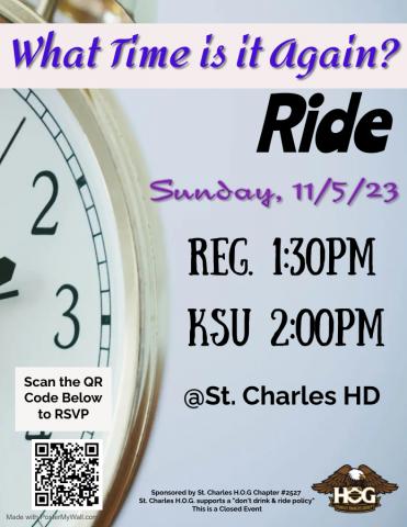 What Time Is It Again? ... Ride | St. Charles Missouri Chapter #2527 ...